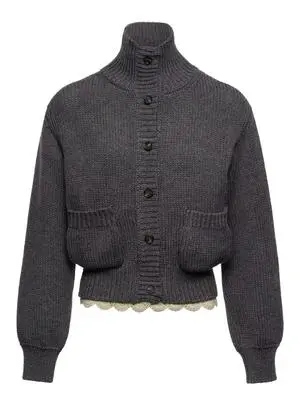 Magda Butrym Ribbed-knit Cardigan - Grey
