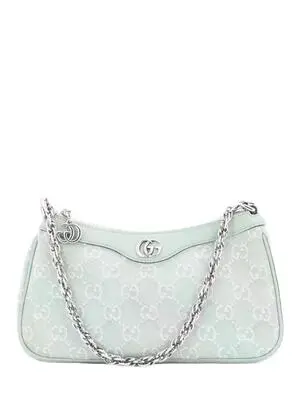 Gucci Ophidia Zip Pochette Gg Denim Small Shoulder Bag - Green