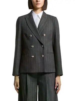 Peserico Pinstripe Double-breasted Jacket - Grey
