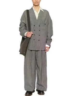 ZIGGY CHEN Check-pattern Trousers - Grey