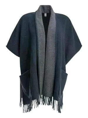 FERRAGAMO Fringed-hem Cape - Blue