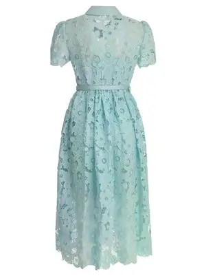 SELF-PORTRAIT Belted Midi Dress - Blue