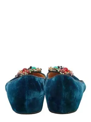 CHRISTIAN LOUBOUTIN Diva Cora Velvet Ballet Flats - Blue