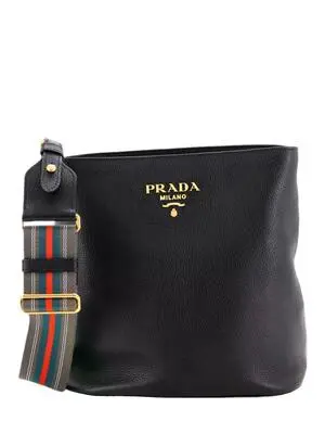 Prada Vitello Phenix Medium Bucket Bag - Black