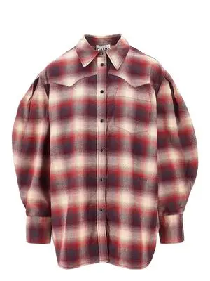 GANNI Cotton Flannel Check Shirt - Multicolor