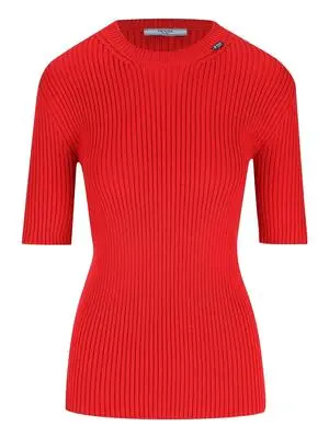 Prada Ribbed Crewneck Pullover - Red