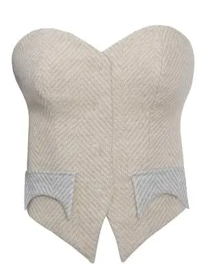 VESTIAIRE D'UN OISEAU LIBRE Alpaca Wool Corset Top - Beige/gray