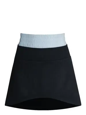 VESTIAIRE D'UN OISEAU LIBRE Merino Wool Contrast Waistband Skirt - Black