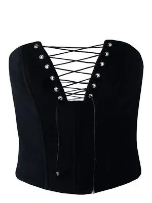 VESTIAIRE D'UN OISEAU LIBRE Cashmere Lace-up Corset - Black