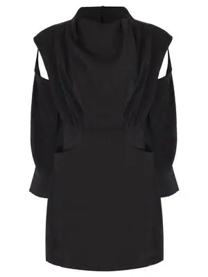 MIRIMALIST Cupro Mini Dress With Detachable Sleeves - Black