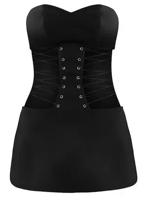 VESTIAIRE D'UN OISEAU LIBRE Lace-up Mini Dress - Black