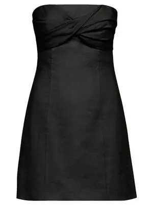 AVENUE 8 Avenue 8 Draped Strapless Mini Linen Dress Black