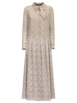 JULIA ALLERT Feminine Lace Midi Shirt Dress - Beige