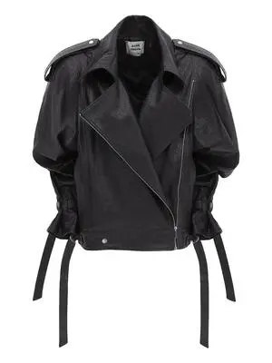JULIA ALLERT Oversized Croc-effect Faux Leather Jacket - Black