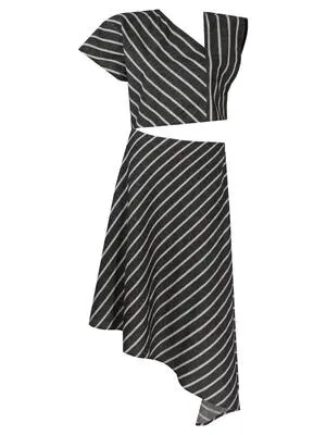MIRIMALIST Grey Balance Midi Dress Striped