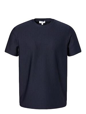 ARNE Pleated Crew-neck Woven T-shirt - Navy