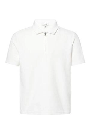 ARNE Cavour Textured Zip Woven Polo Shirt - White