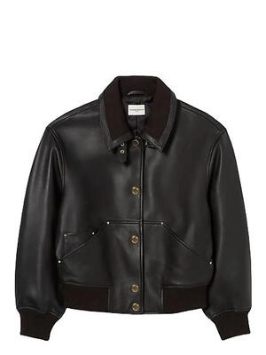 Claudie Pierlot High-collar Leather Bomber Jacket - Black