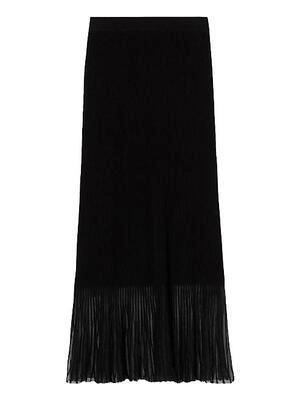 Claudie Pierlot Pleated Ribbed Knitted Maxi Skirt - Black