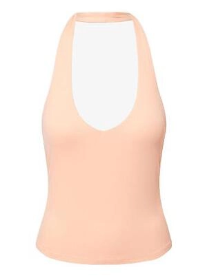 SISTERLY TRIBE Halterneck Logo Stretch-jersey Top - Peach