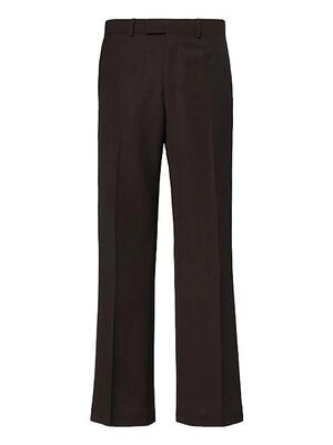 WALES BONNER Alto Wool Tuxedo Trousers With Satin Trim - Brown