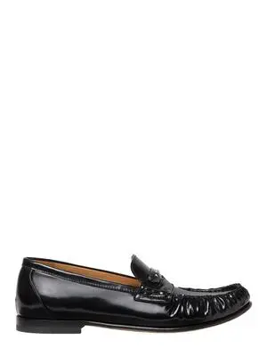 Fendi Calf Leather Scrunch Loafers - Black