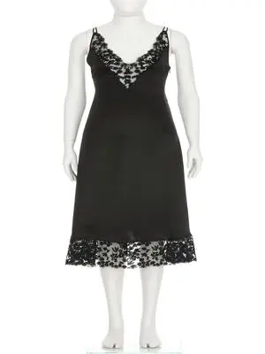 Fendi Silk Midi Slip Dress With Embroidered Straps - Black