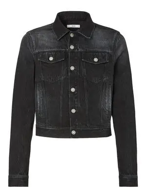 Fendi Organic Cotton Denim Jacket With Logo Patch - Black