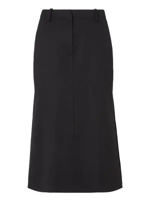 Fendi Grain De Poudre Wool Midi Skirt - Black