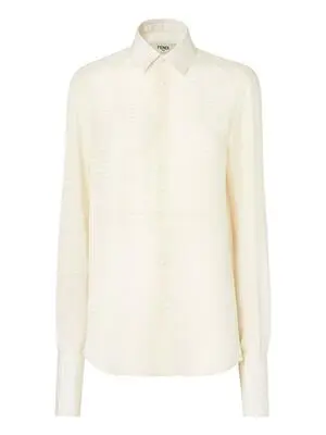 Fendi Jacquard Weave Silk Shirt - White