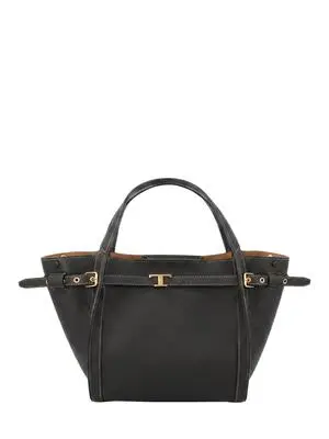 TOD`S Tod's Mini T Signature Leather Shopping Bag - Black