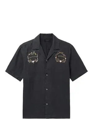 ALLSAINTS Linen Klavicle Bowling Shirt - Black