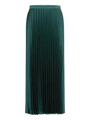 Max Mara Satin Pleated Maxi Skirt - Green