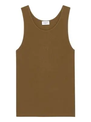Saint Laurent Cotton Cassandre Tank Top - Brown