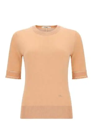 Chloé Short Sleeve Knit Pullover - Pink