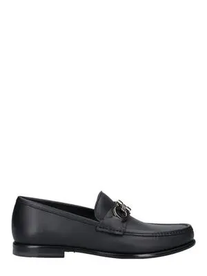 FERRAGAMO Leather Horsebit Loafers - Black