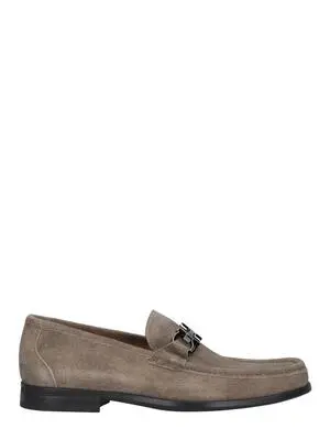FERRAGAMO Split Calf Leather Loafers With Horsebit Detail - Beige