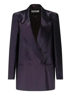 Dries Van Noten Double Breasted Viscose Jacket - Violet