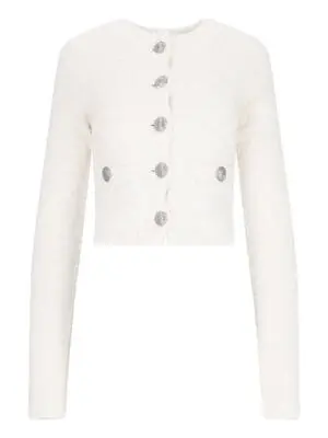 Balenciaga Textured Cotton-blend Cropped Cardigan - White