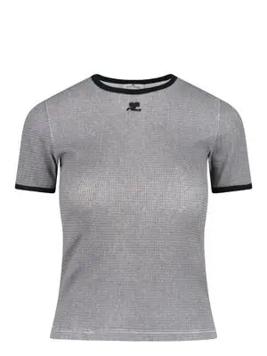 COURREGES 100% Cotton Short-sleeve T-shirt - Black