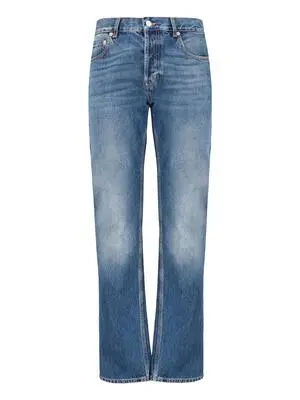 Alexander McQueen Denim Jeans With Leather Details - Blue