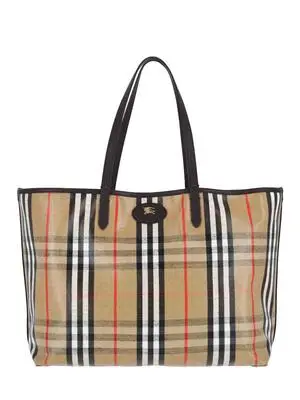Burberry Check Pattern Tote Bag - Beige