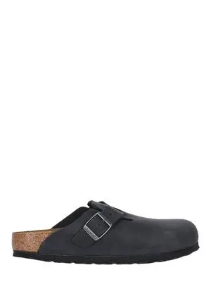 BIRKENSTOCK Buckled Leather Clogs - Black