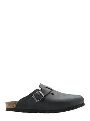 BIRKENSTOCK Buckled Leather Clogs - Black