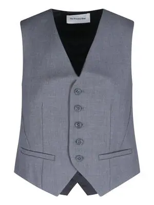 THE FRANKIE SHOP Wool Blend Waistcoat - Grey