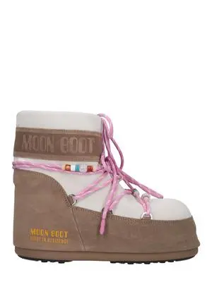Moon Boot Cow Suede Lace-up Boots With Beaded Detailing - Brown