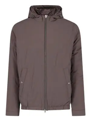 Herno HERNO Hooded Zip-Up Jacket Brown