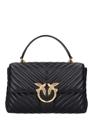 Pinko Leather Shoulder Bag With Gold Tone Hardware - Black
