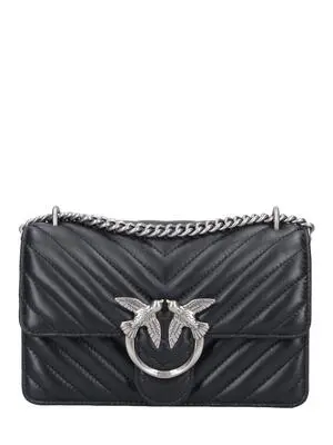 Pinko Premium Mini Leather Crossbody Bag - Black