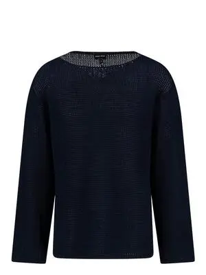 Giorgio Armani Linen-lyocell Cashmere Blend Sweater - Blue